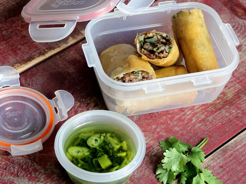 Duck confit and corn spring rolls